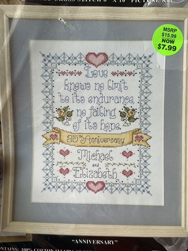 Sealed 8" x 10" Love Wedding 25th Anniversary Sampler Counted Cross ...
