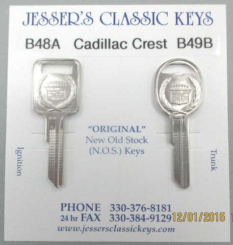 Rare Cadillac Eldorado NOS A&B Nickel Crest & Wreath Key Set B48A ...