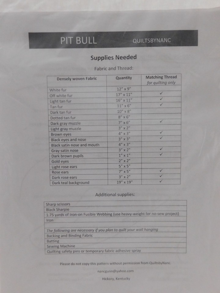 "Macy" the Pit Bull Quilt Pattern by quiltsbynanc | eBay