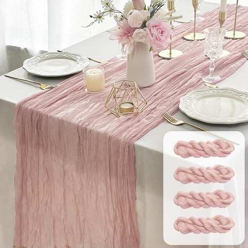 Cheesecloth Table Runner Dusty Pink 35x120 Inches 4 Packs Gauze Table ...
