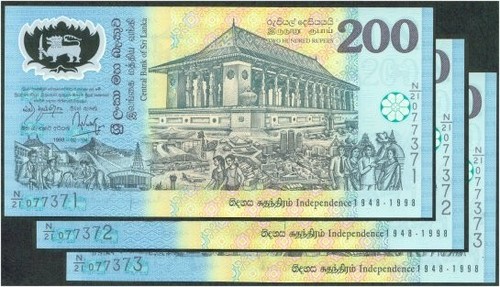 Banknotes Sri Lanka 200 Rupee 50 years Independence commemorative 3 ...