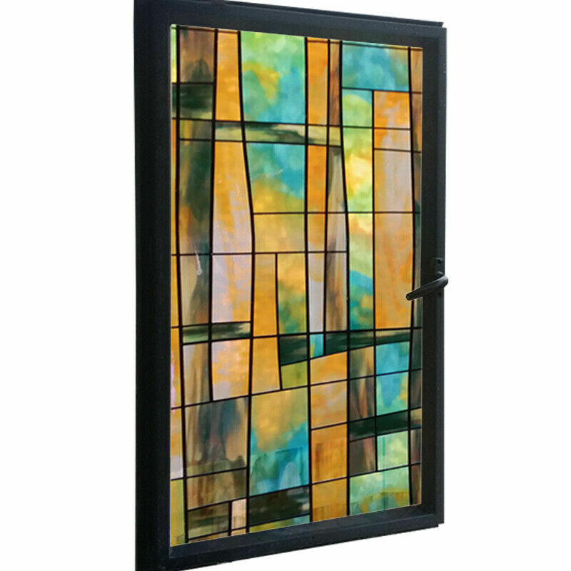 Static Cling Window Films Geometric Stained Opaque Glass Stickers No ...