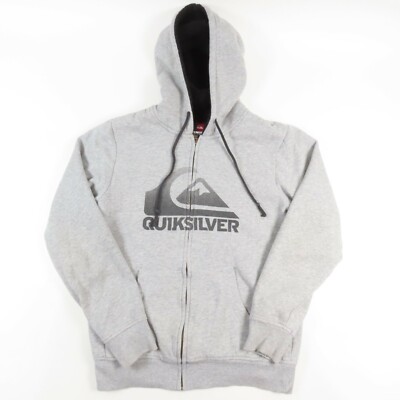 Quicksilver Mens Sweat Jacket Size S Small Hoodie Full Zip Gray Pockets ...