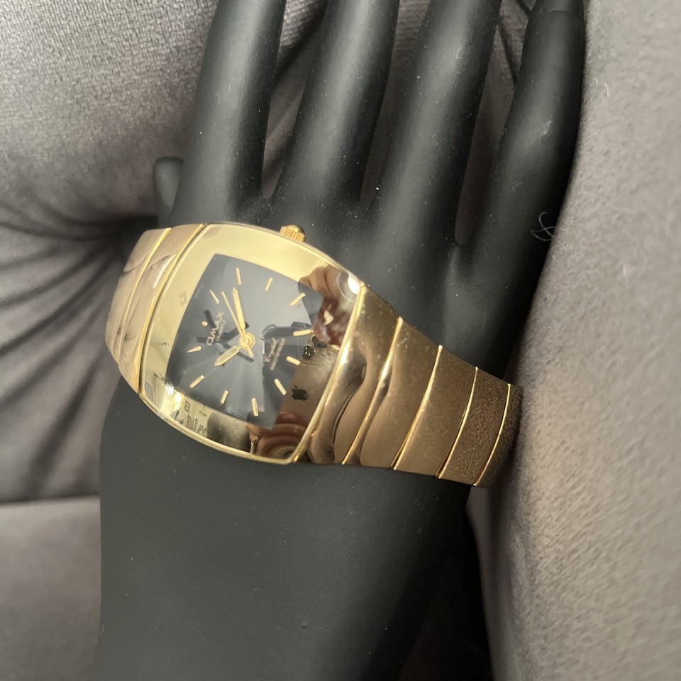 OMAX Crystal Watch Gold Tone Ceramic Coated WaterProof Rich Look -needs ...
