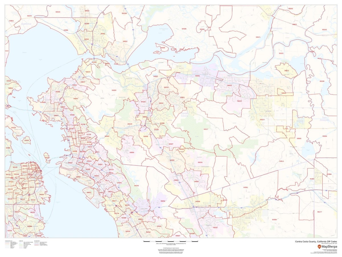 Sonoma County Zip Code Map Contra Costa County, California ZIP Codes