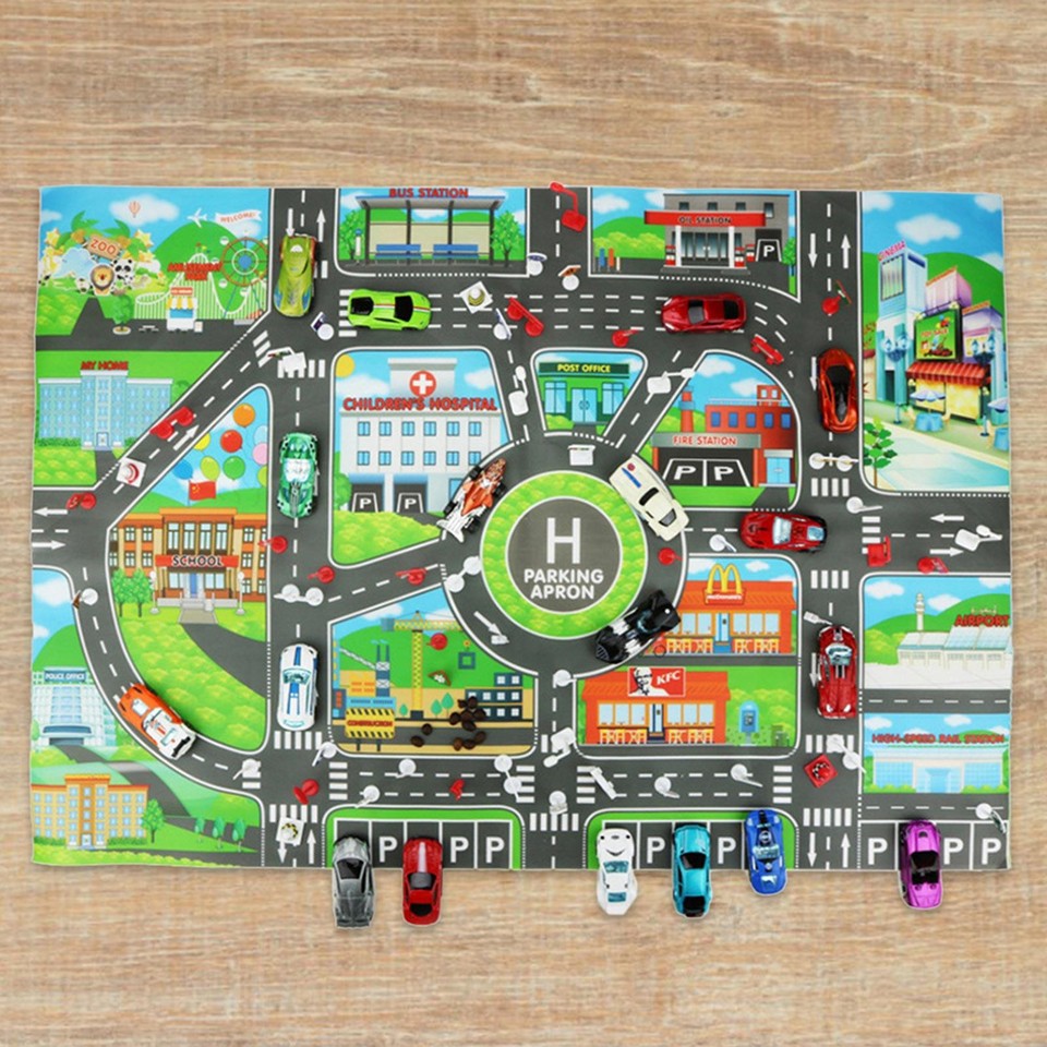 Kids Road Map Waterproof Traffic Play Map City Parking Map Traffic ...