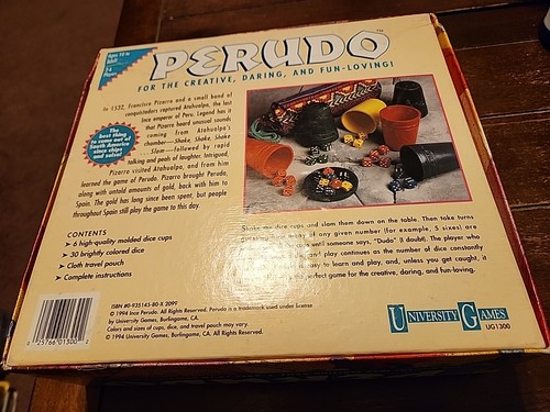 1994 Original PERUDO Liar's Dice Inca Peru Bluffing Family Game 100% ...