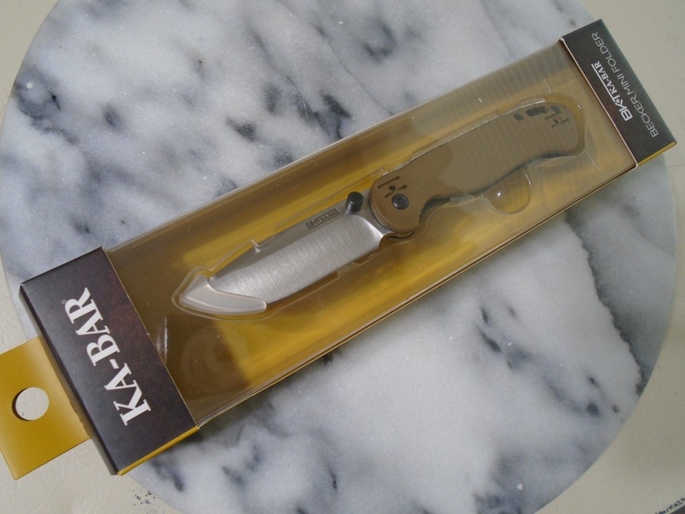 Kabar Becker Mini D2 Folder Pocket Knife BK41 D2 GFN Linerlock 4 Way ...