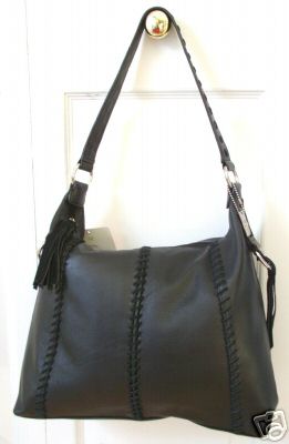 NWT Lina Sharp Looking Black Leather Handbag Bianca | eBay