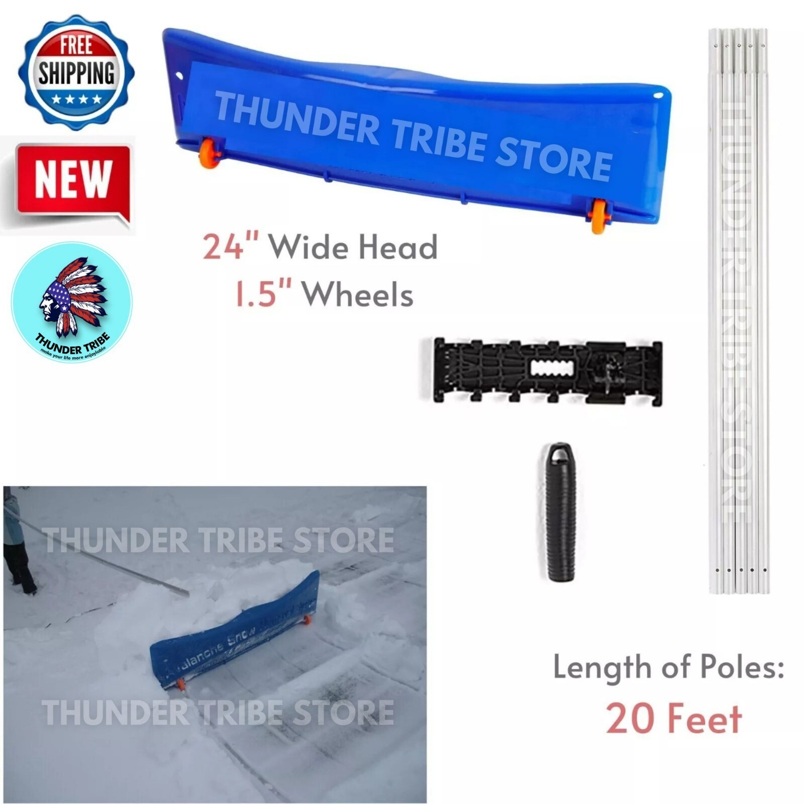 Lightweight Snow Roof Rake for Clear Snow Roof Remove Ice Dam Solar ...