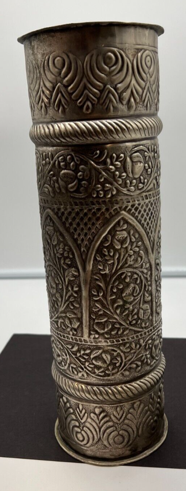 Silver Moroccan Style Ornate Metal Pillar Candle Holder India Cylinder ...