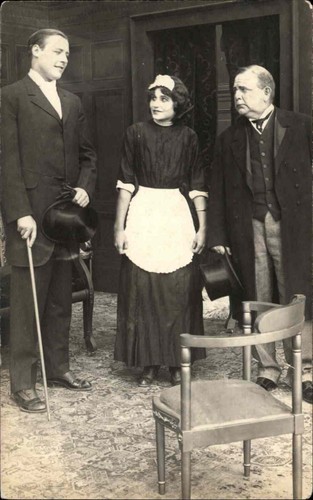 Antique RPPC Stage Play MAID GENTLEMAN PROP CHAIRS Theatre Real Photo ...