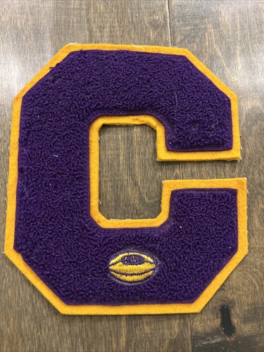 Vintage Letterman chenille Patch Letter C Purple Yellow Football | eBay