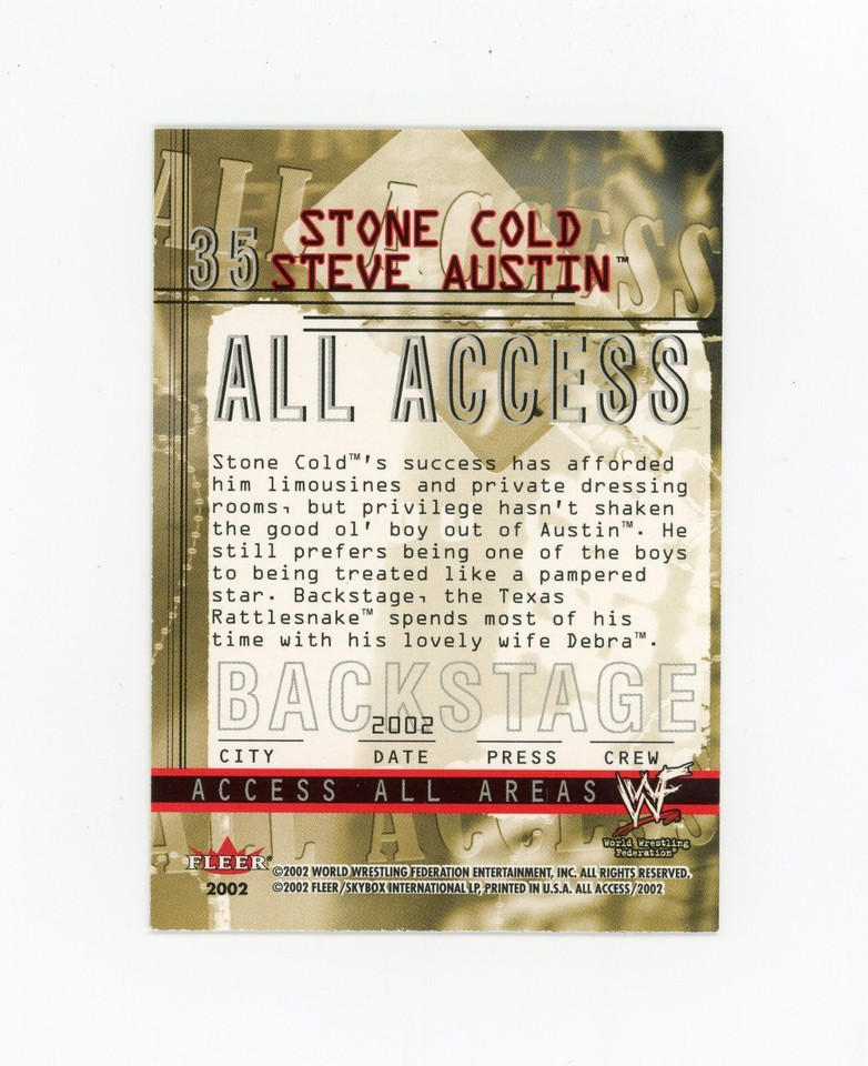 STONE COLD STEVE AUSTIN 2002 Fleer WWF All Access #35 JM2 | eBay