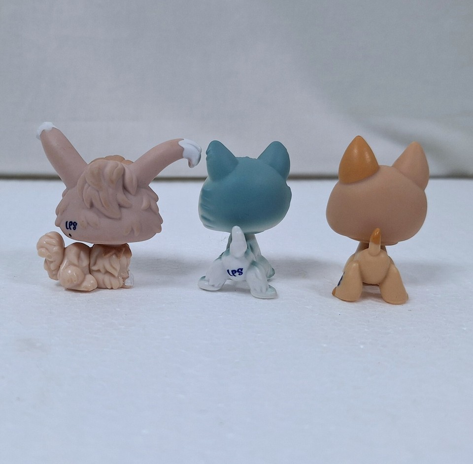 LOT Littlest Pet Shop LPS #1563 Blue Husky Dog Green Eyes Yorkie Snail ...