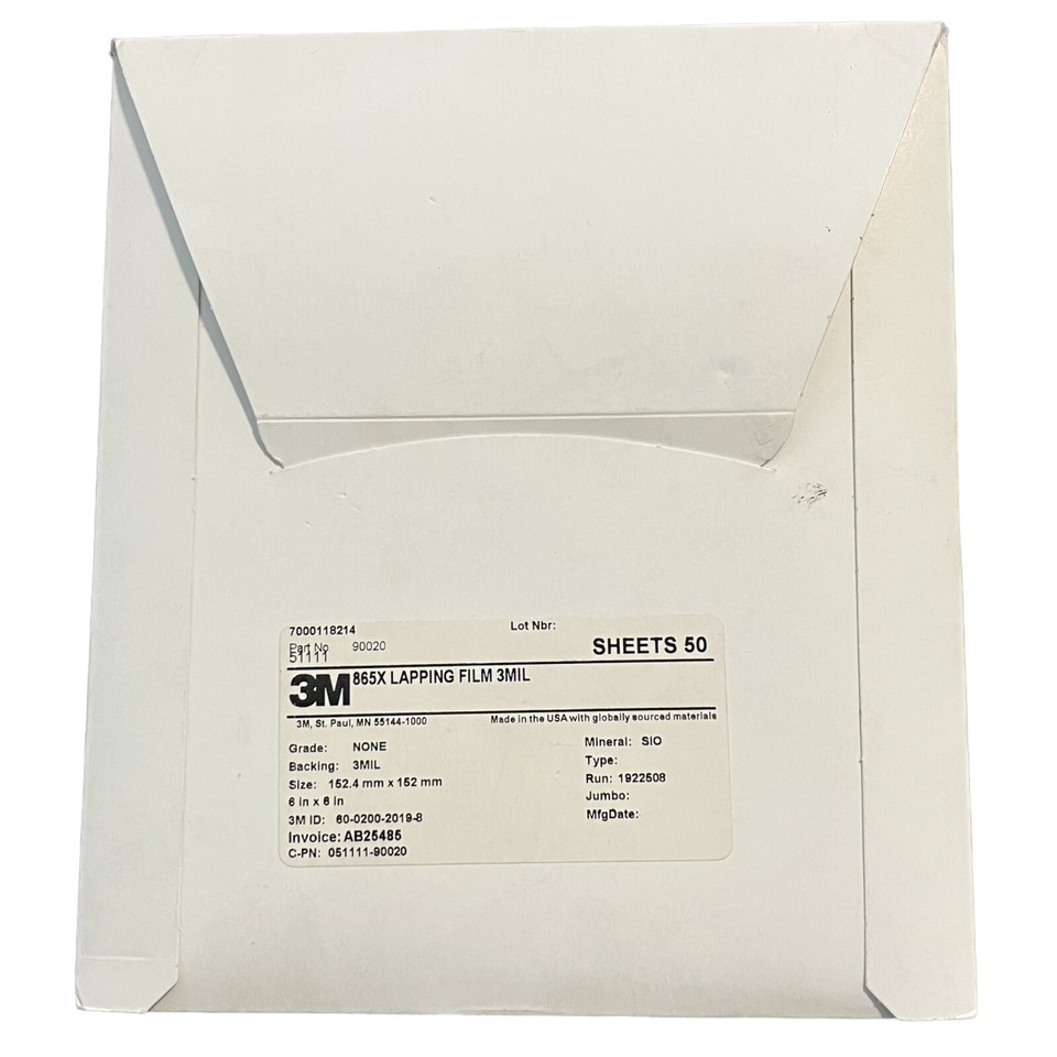 3M Lapping Film 865X, Sheet, 6 in x 6 in, 50 pcs Open Box New | eBay