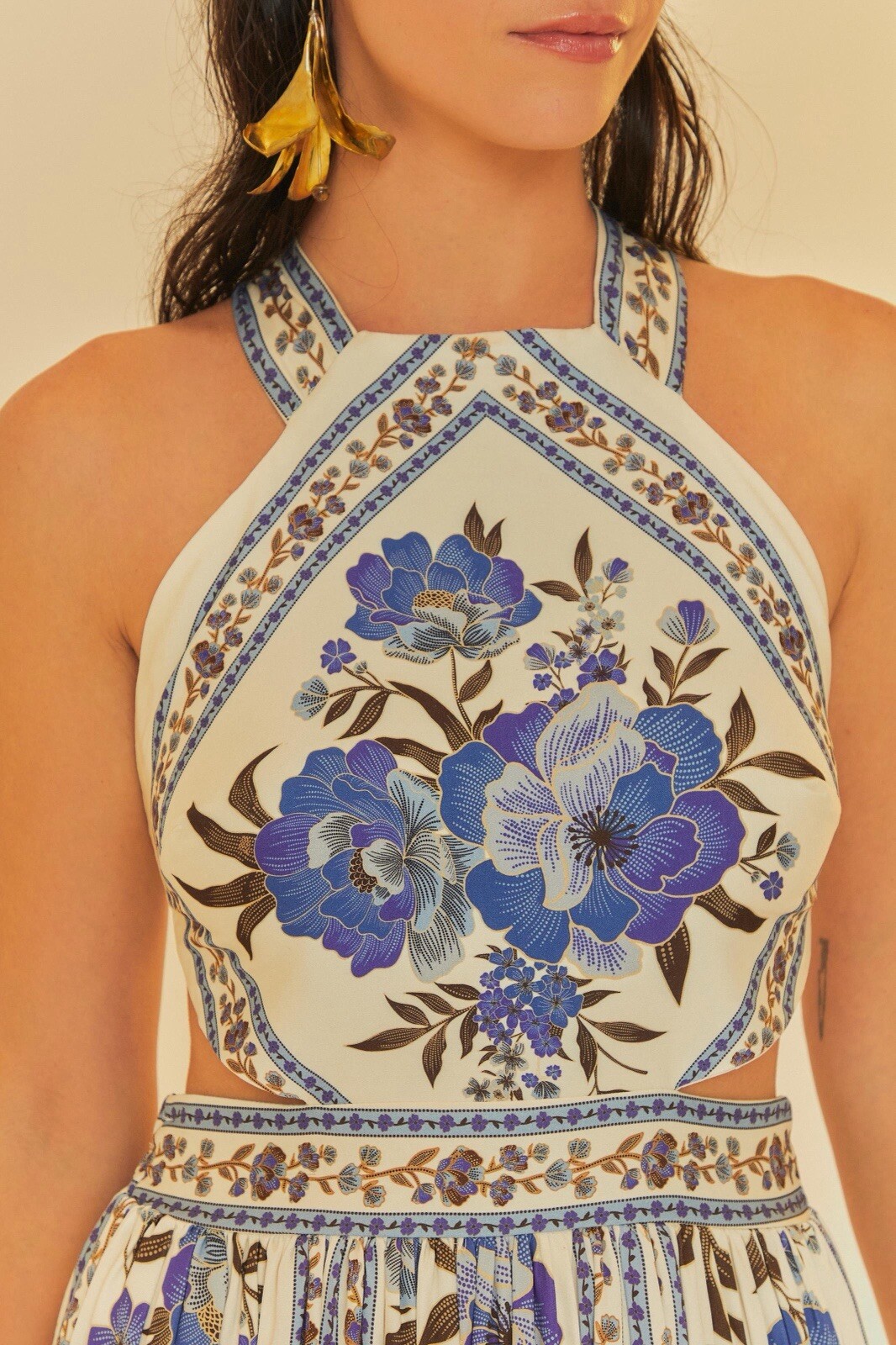 Farm Rio Brazil Floral Blue Print Dress Size S | eBay