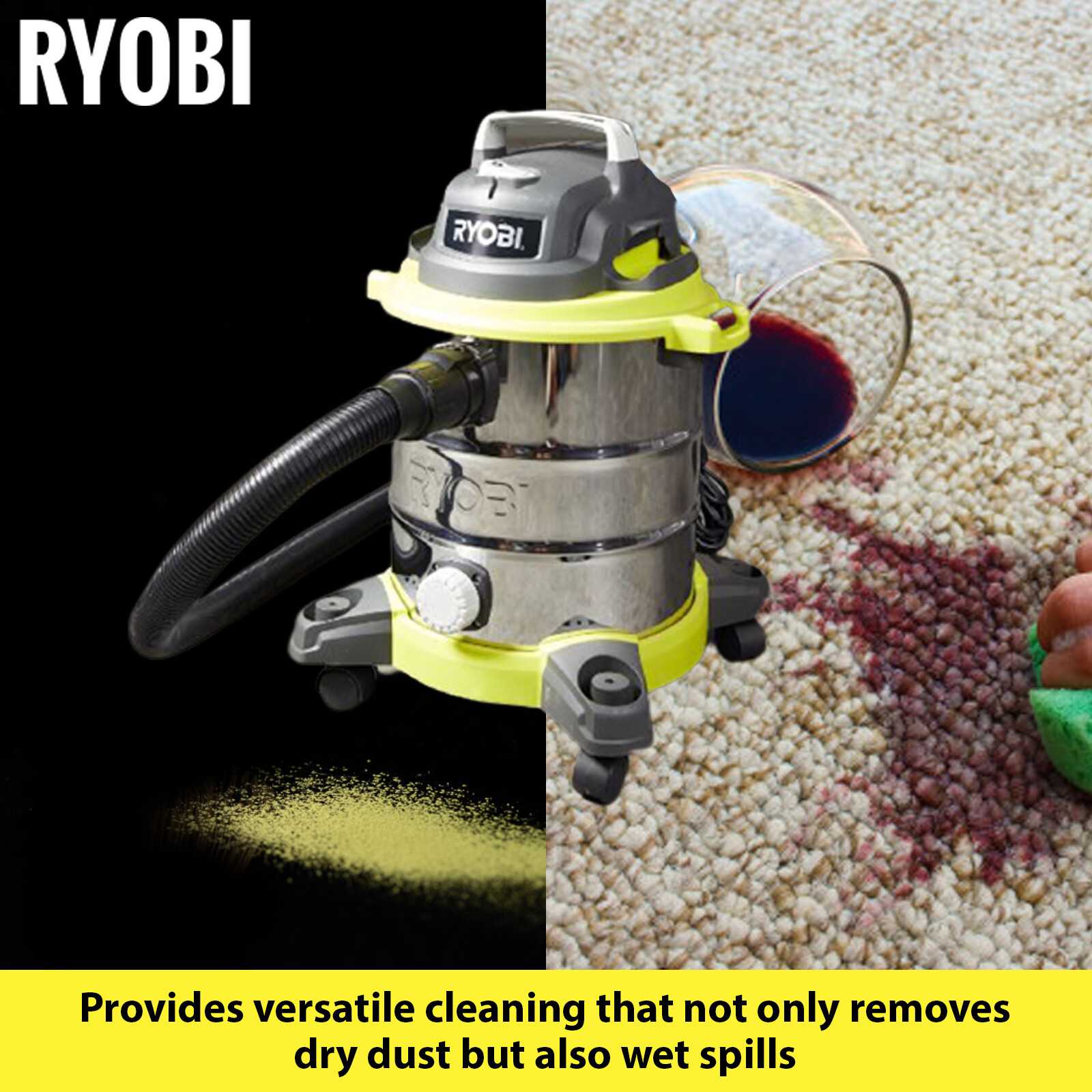 Ryobi Wet and Dry Vacuum Cleaner 20L Workshop Vacuum Blower Canister ...