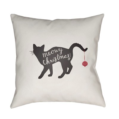 Meowy by Surya Poly Fill Pillow, White/Black, 18' x 18' - HDY058-1818 ...