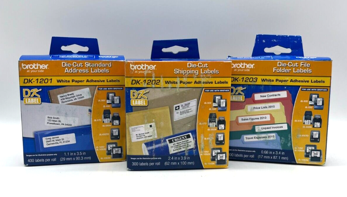 Lot Of 3 Brother Die-Cut Labels DK-1201/DK-1202/DK-1203 Shipping ...