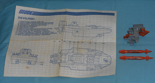 vintage G.I. GI JOE gijoe DEVILFISH PARTS WEAPONS + INSTRUCTIONS ...