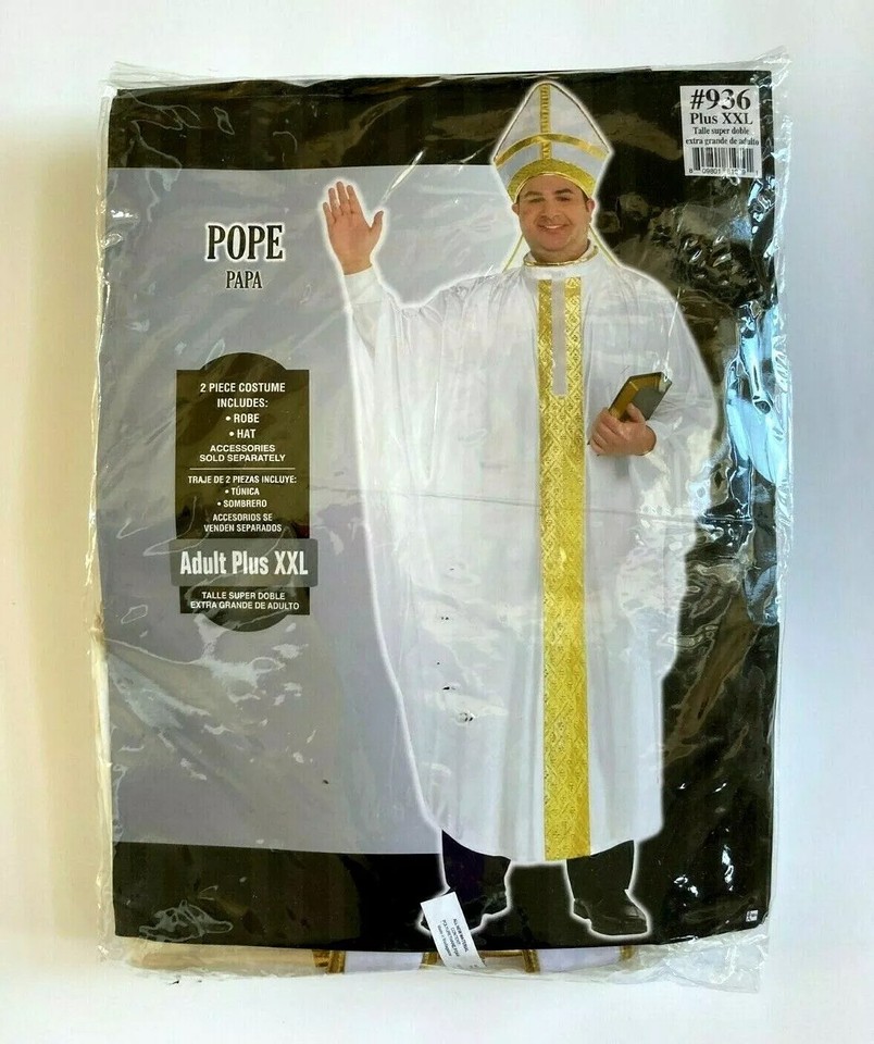 pope 2 piece costume #936 adult plus XXL white robe and hat new in ...