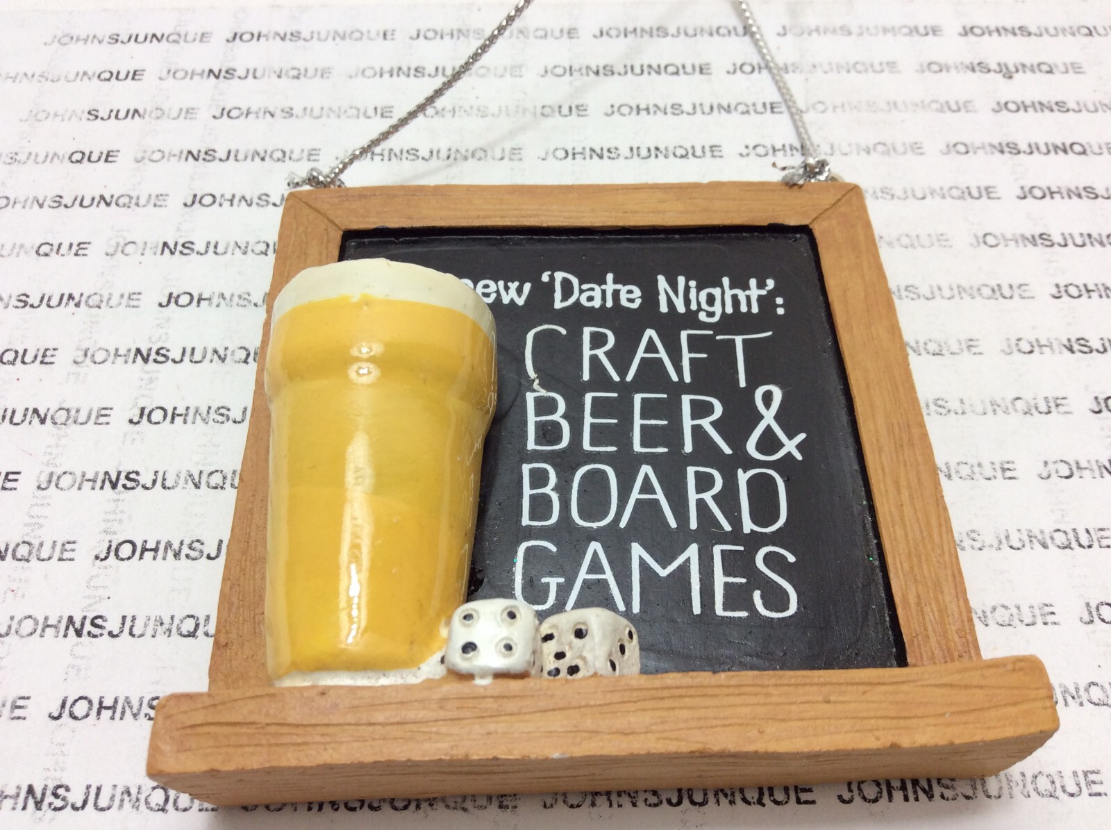 CRAFT BEER & BOARD GAMES ORNAMENT New with silver rope-hanging "Date ...