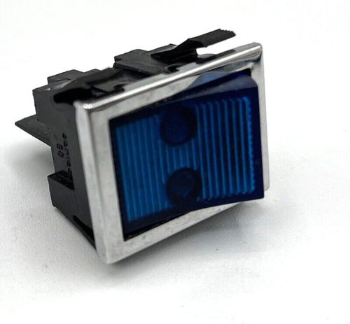 Blue Illuminated On/Off Rocker Switch, 3 Connect Snap-in Panel Mount 12 ...