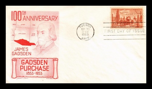 DR JIM STAMPS US COVER GADSDEN PURCHASE CENTENNIAL FDC KEN BOLL CACHET ...