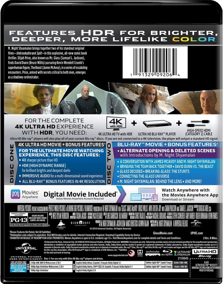 Glass (Blu-ray) James McAvoy Bruce Willis Samuel L. Jackson Anya Taylor ...