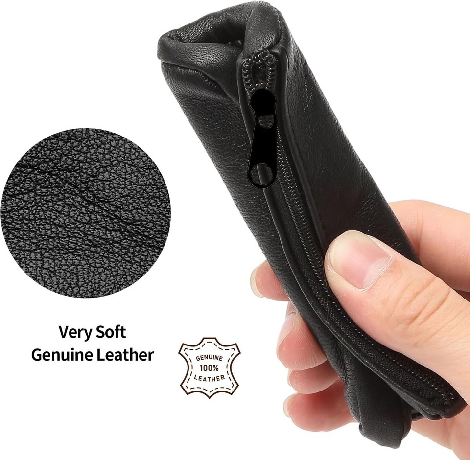 BAGWISE Coin Purse Pouch Genuine Leather Mini Wallet with Keychain Ring ...