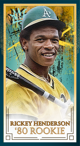 1980 Rickey Henderson RC Rookie Original ACEO Tobacco Art Card Oakland ...