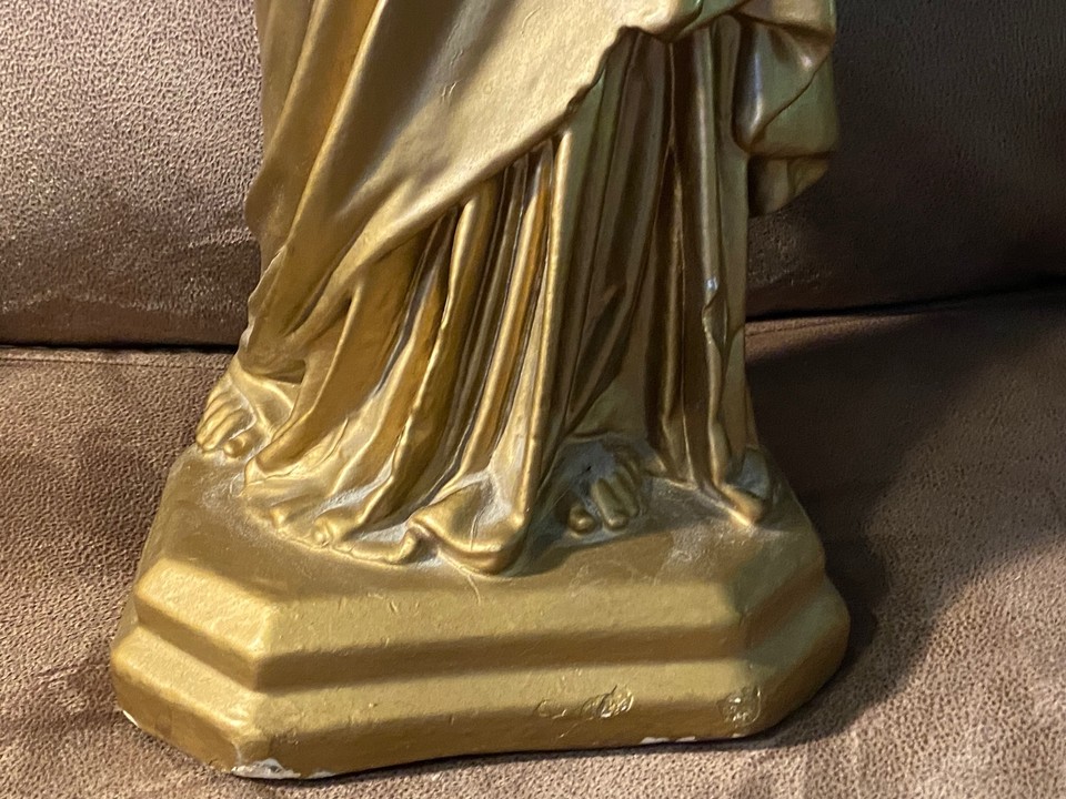 Vtg Sacred Heart Jesus Christ Statue Figure Ceramic Chalk 22" Religious ...