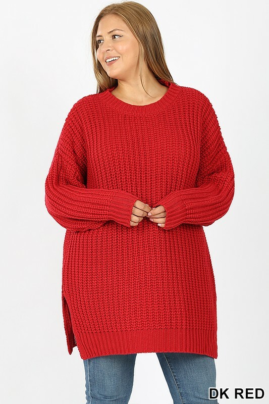 🍁 Plus Size Long Sleeve Sweater Dark Red 1XL🍂 | eBay