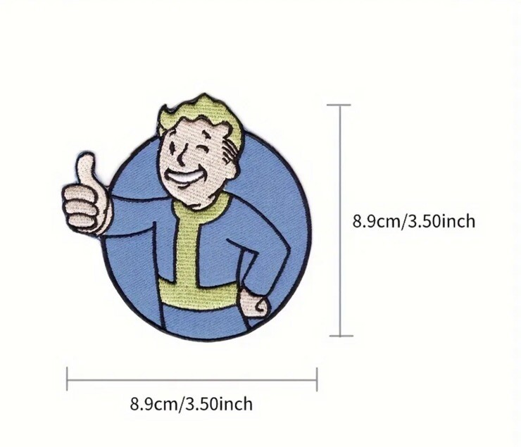 Fallout Game Vault Boy Thumbs Up Pose Blue Embroidered Iron On Patch ...
