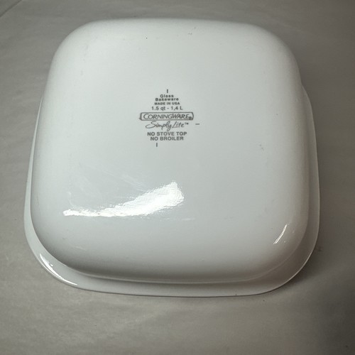 Corning Ware White Simply Lite 1.5 Qt Glass Bakeware w/Pyrex Glass Lid ...