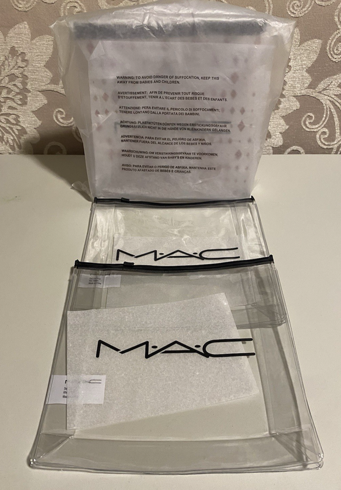 MAC Cosmetics CLEAR Ziplock Makeup Bags(3) 8"x8"x2" Limited Edition ...
