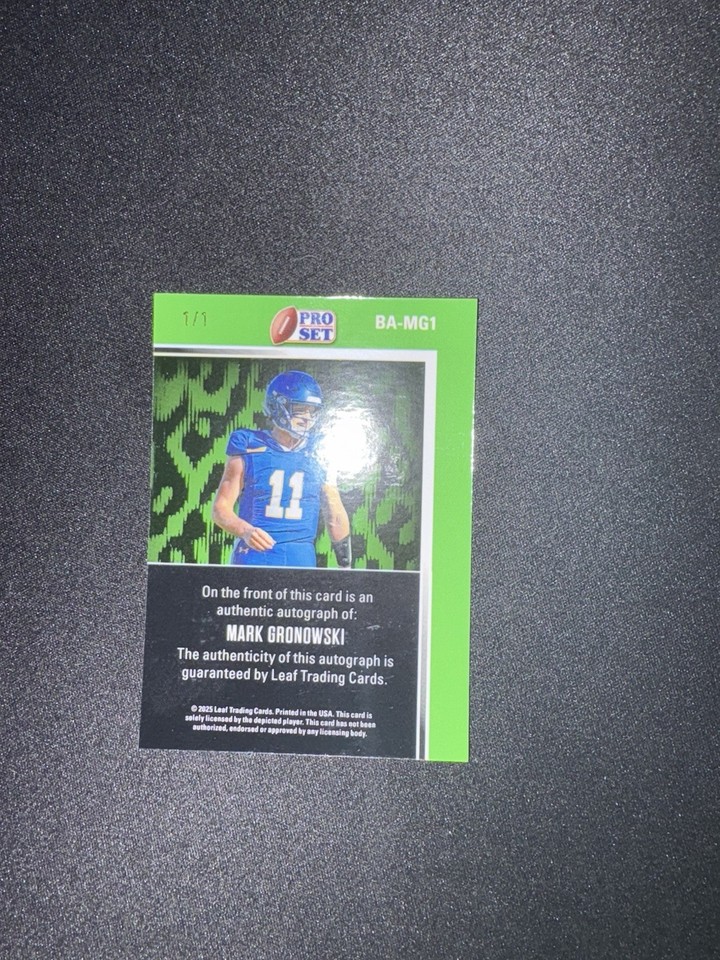 2025 Leaf Pro Set Football Mark Gronkowski Pink Crystal Leopard 1/1 ...