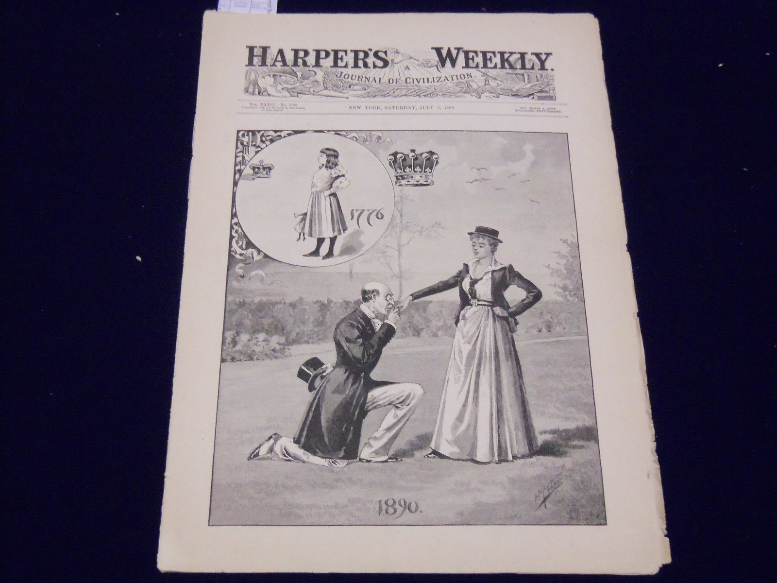 1890 JULY 5 HARPER'S WEEKLY MAGAZINE - CHRISTOPHER COLUMBUS - REMINGTON ...