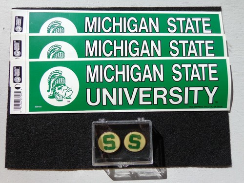 VINTAGE 1987 NCAA Michigan State Spartans Pins 2 w/Case & Bumper ...