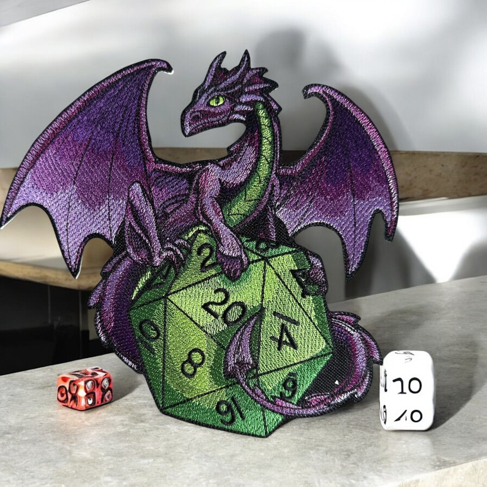 D20 Dragon Embroidery Patch 4.97 X 4.85"/7.80" X 7.61" | eBay
