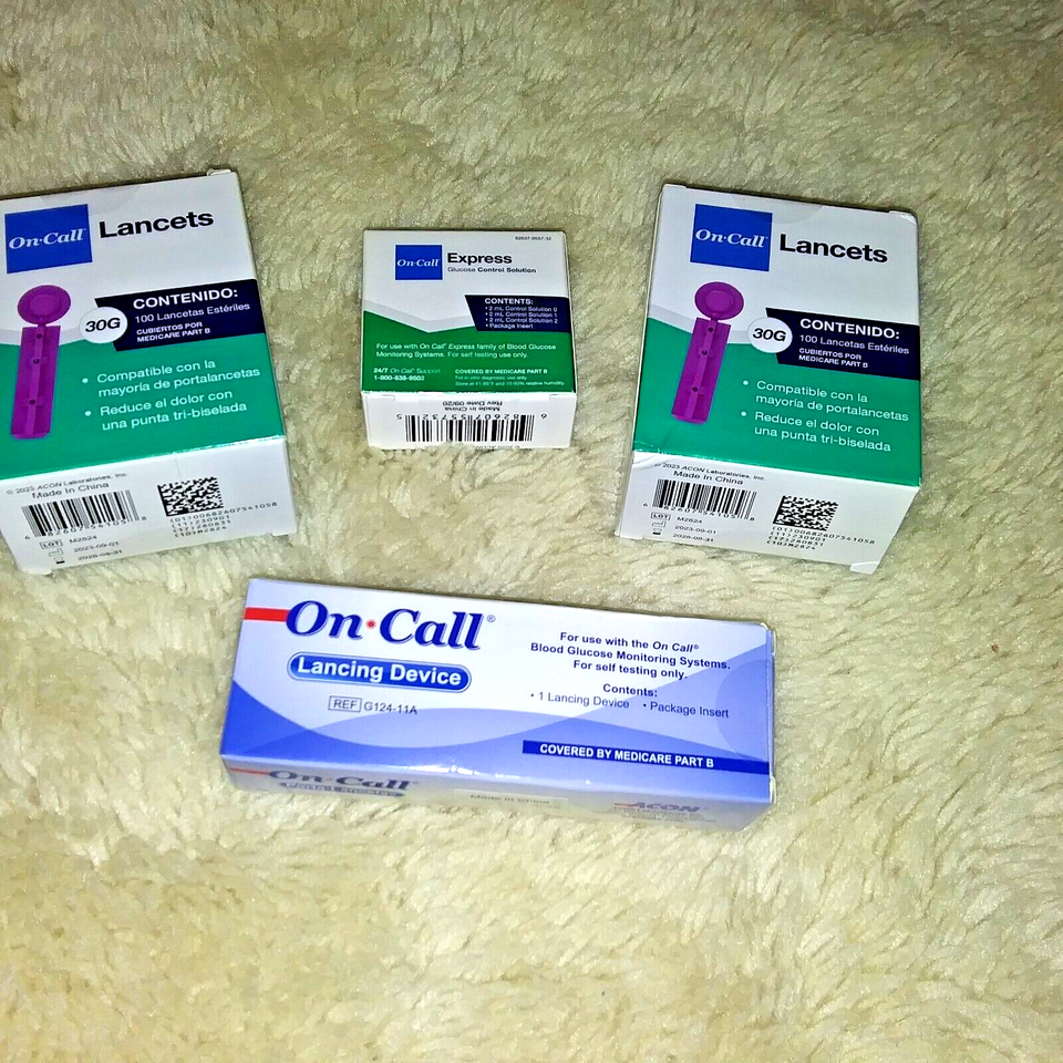 On Call 400 Sterile Lancets one Auto Lancing Device & 3 Control ...