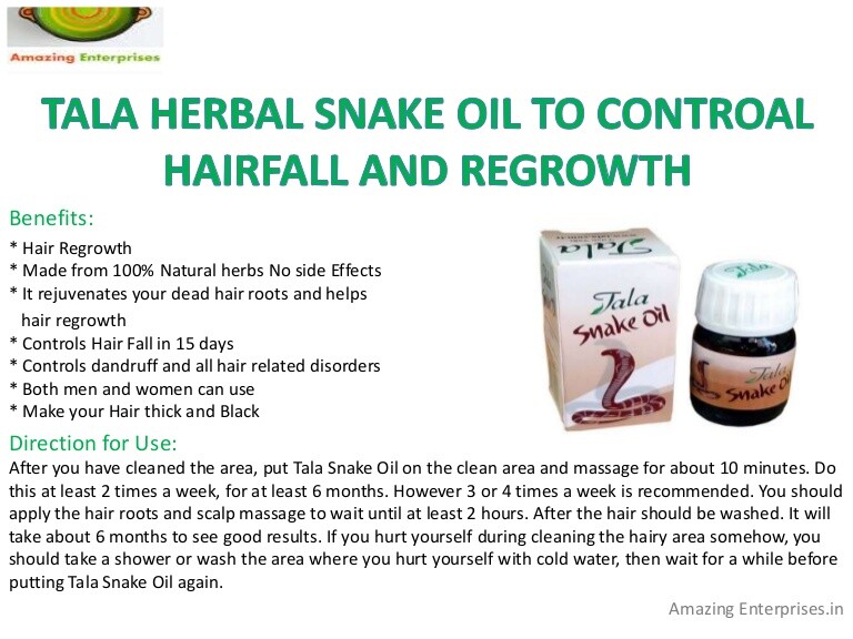 Tala Snake Herbal Oil, Hair Fall & Hair Regrowth Solution For Unisex ...