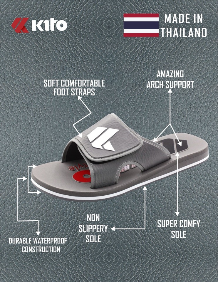 KITO Premium Quality THONGS / SANDALS / SLIDE GREY UNISEX AB18M | eBay
