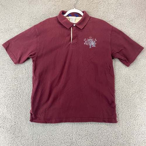 Walt Disney World Polo Shirt Large Maroon Red 71 Crest Short Sleeve ...