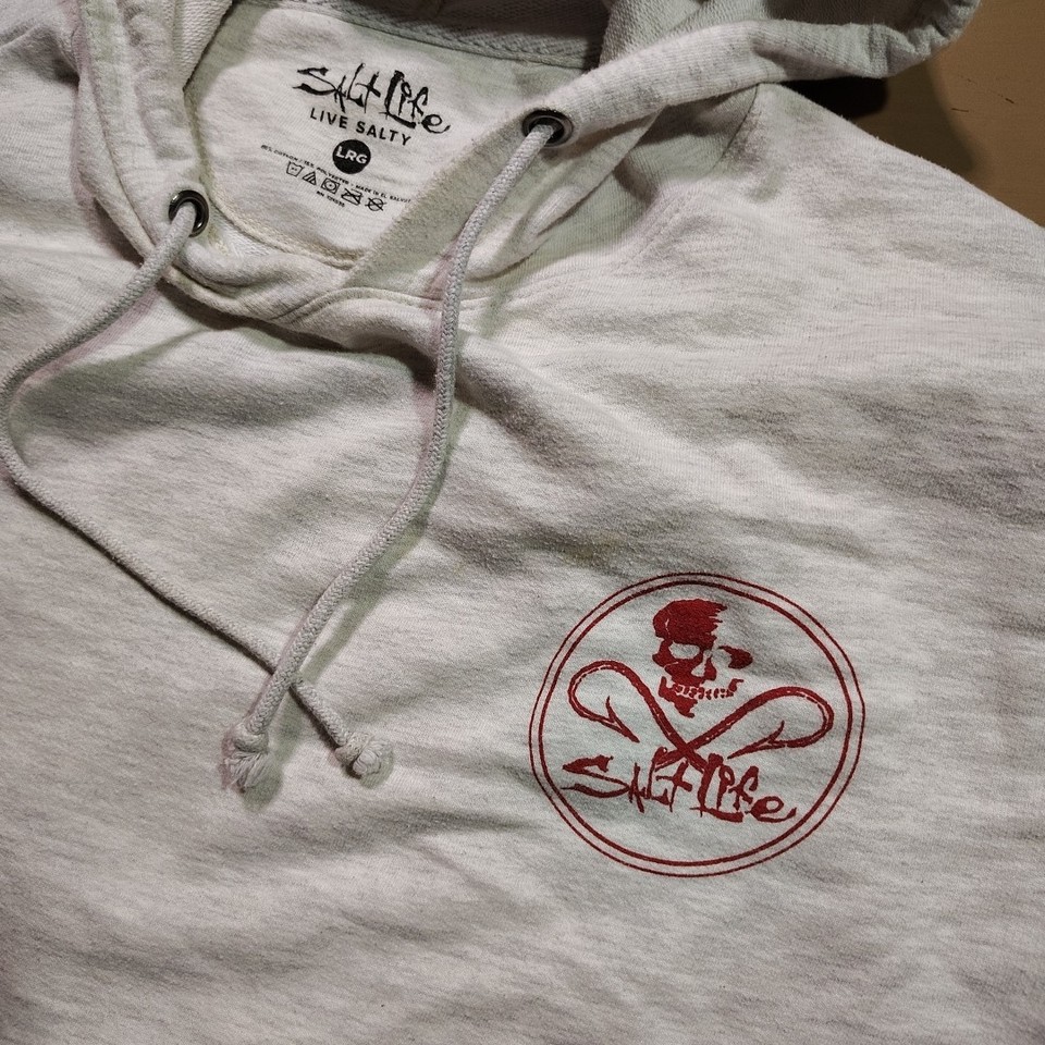 SALT LIFE Skull & Hooks Men's Pullover Heathered Hooded Sweatshirt ...