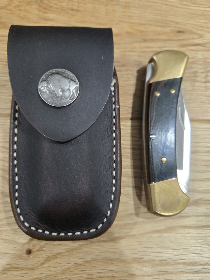 Buck 112 custom leather knife sheath. Brown. Buffalo Nickel. Sheath ...