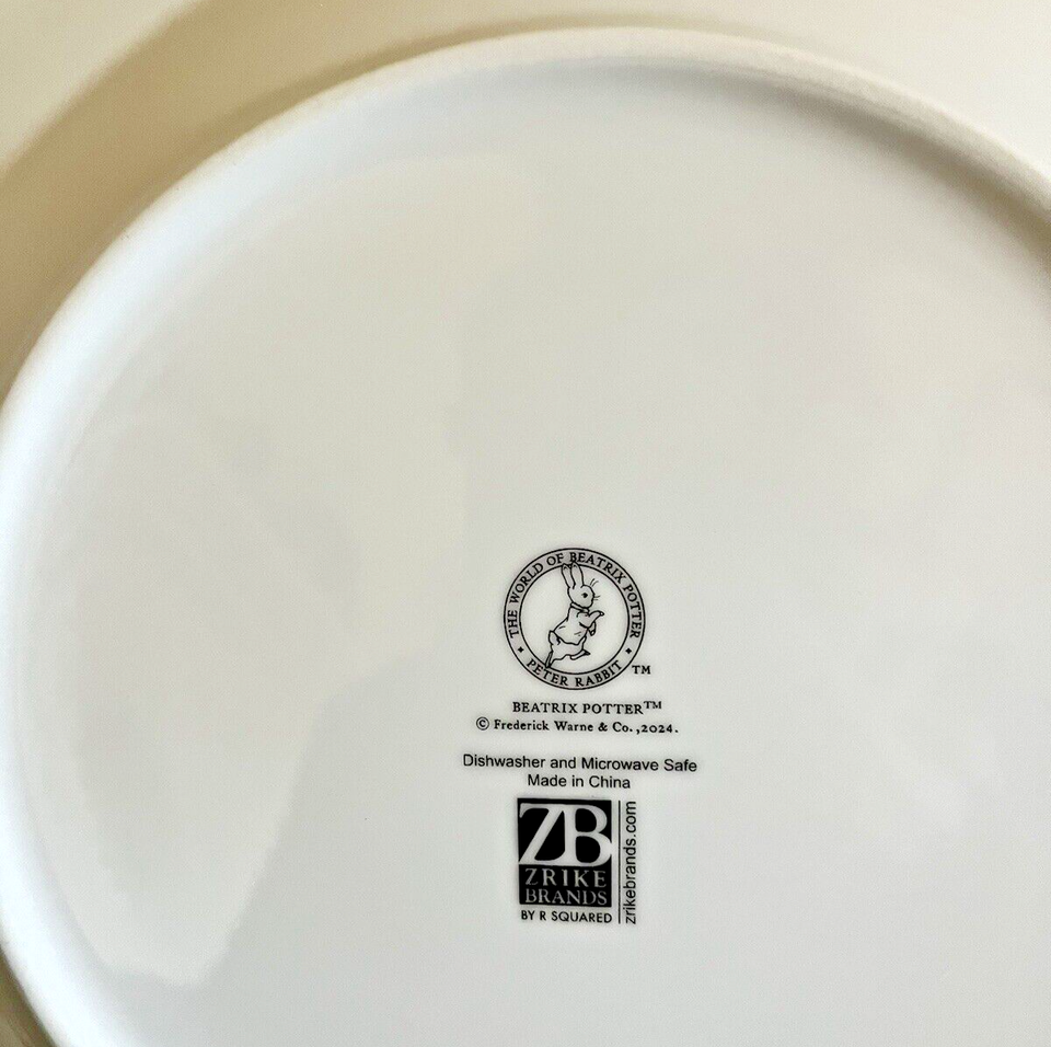 12 Green Toile Peter Rabbit Dinner Salad Bowl Plates World of Beatrix ...