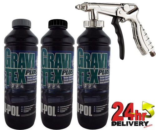 UPol GRAVITEX Stone Chip Overpaintable 3 Litre [1xBlack/1xGrey/1xWhite ...
