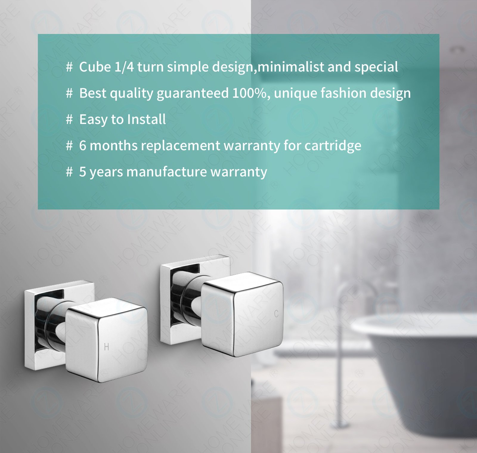 ACA Wall Shower 1/4 turn twin Mixer taps SPA Basin Bath Spout Brass ...